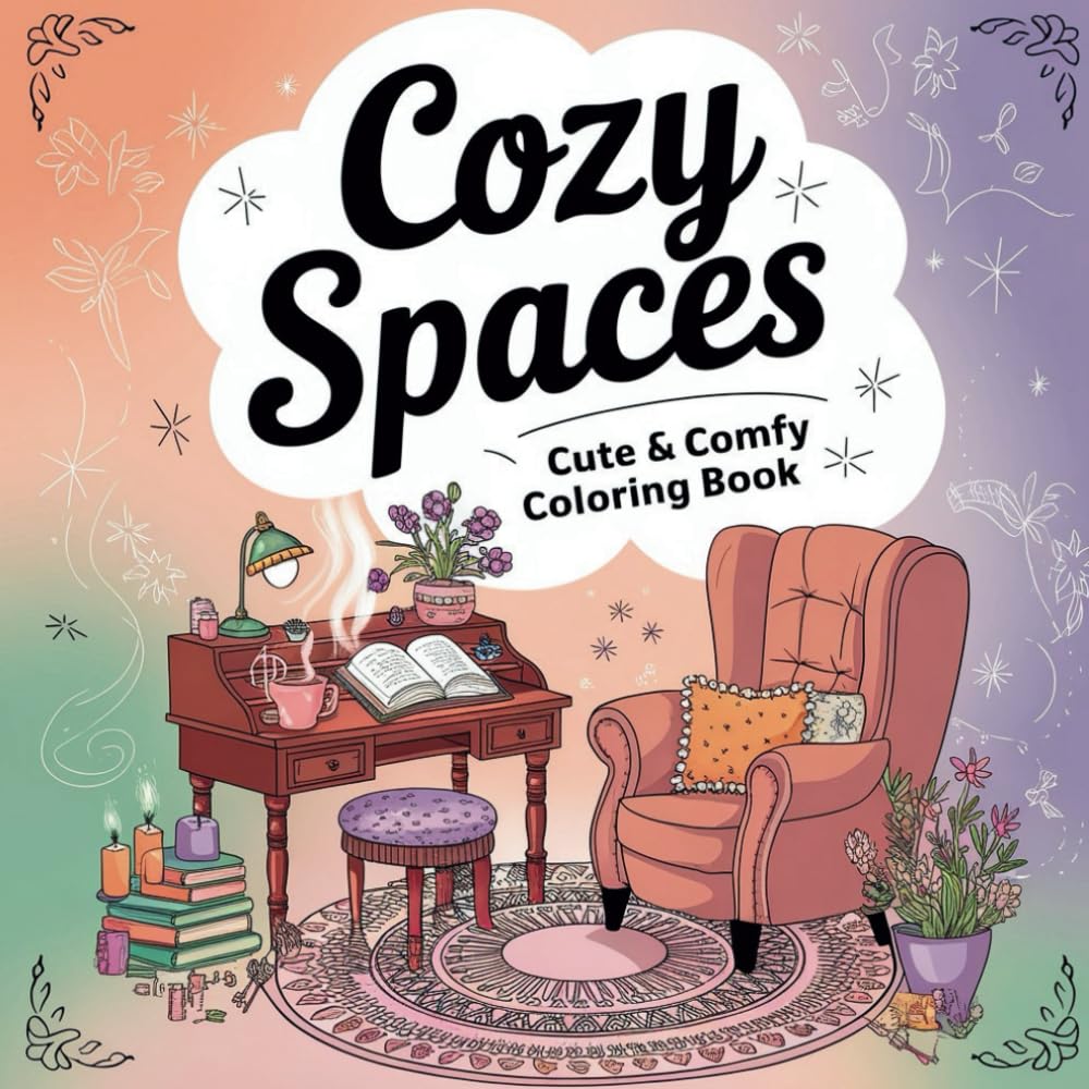 Cozy Spaces: Cute and Comfy Coloring Book : Creations, Nagri: Amazon.co ...
