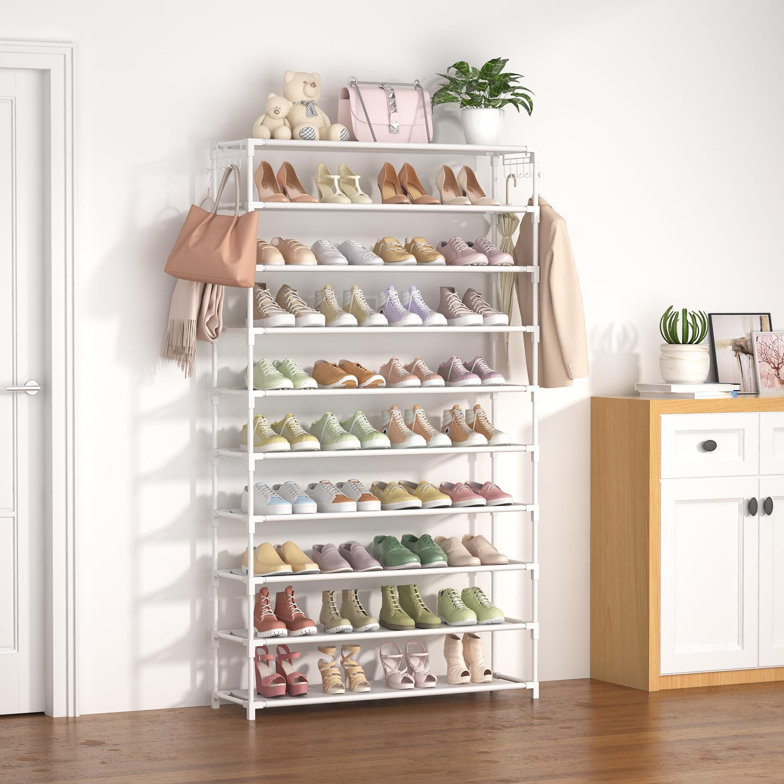 LANTEFUL 10 Tiers Shoe Rack 50 Pairs Large Capacity Tall Shoe Organizer ...