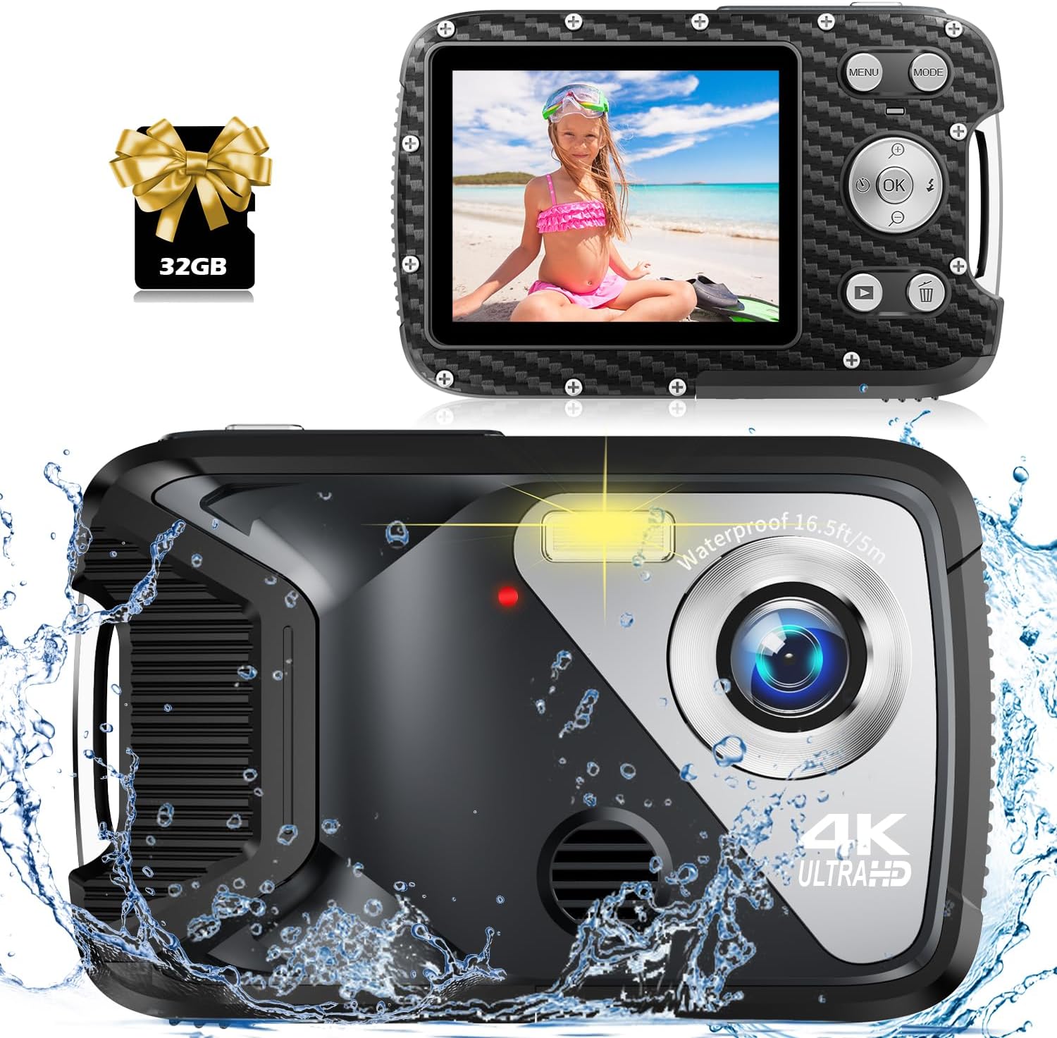 Amazon.com : Waterproof Camera 4K Underwater Camera 48MP Digital Camera ...