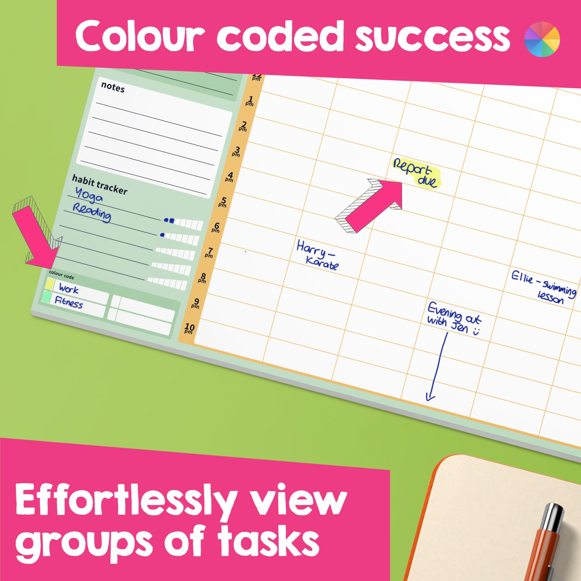 Weekly Planner Pad 52 A4 Colour-Coded Schedule Sheets, To-Do List ...