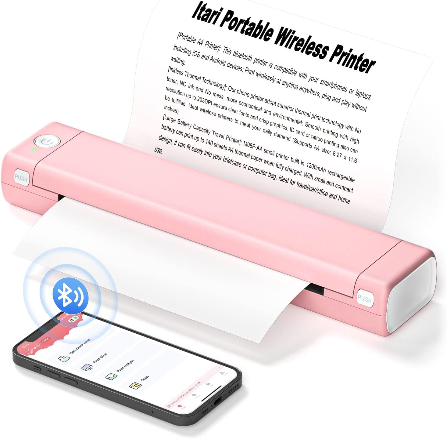 Itari Imprimante Thermique Bluetooth A4, imprimante Portable Mobile ...