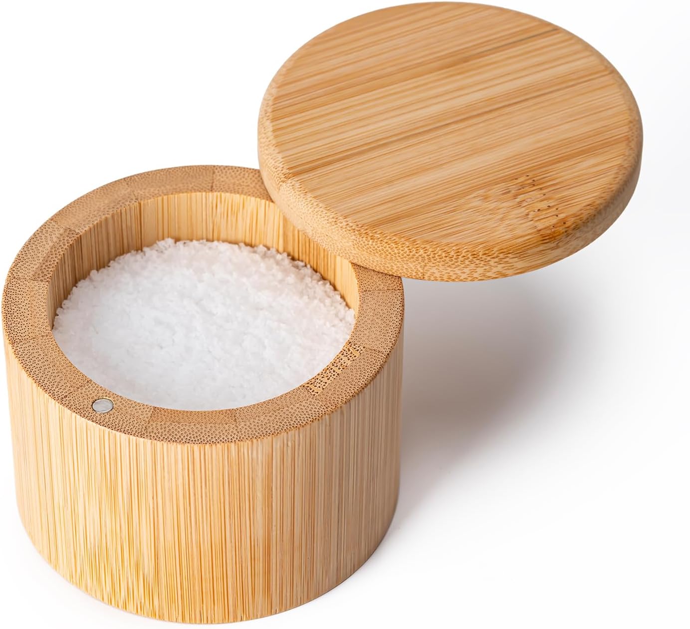 Amazon.com: Husfunov Bamboo Salt Cellar, Magnetic Swivel Lid Salt Box ...