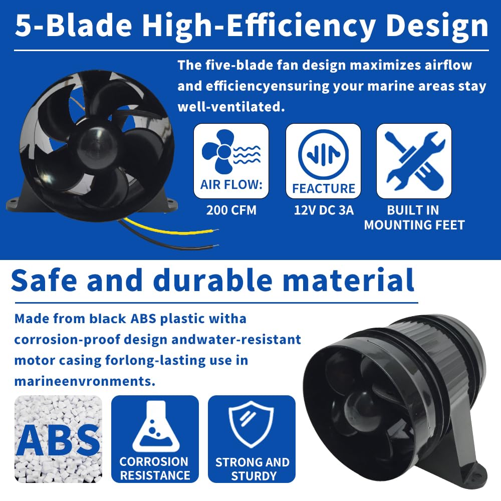 Marine Inline Blower Fan Pactrade Marine 4 Inch Turbo Blower Fan - 200 ...