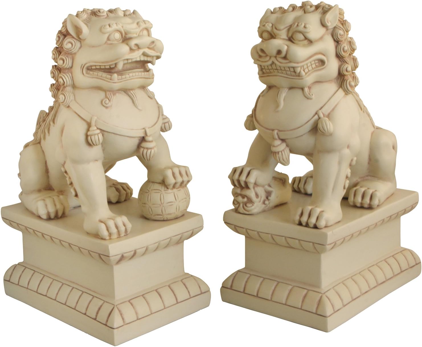 Amazon.com: JXRY Stone Lion A Pair of Lions Statues Fu Foo Dogs Chinese ...