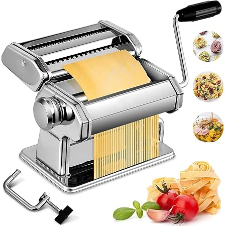Amazon.com: GOURMEX Stainless Steel Manual Pasta Maker Machine | With ...