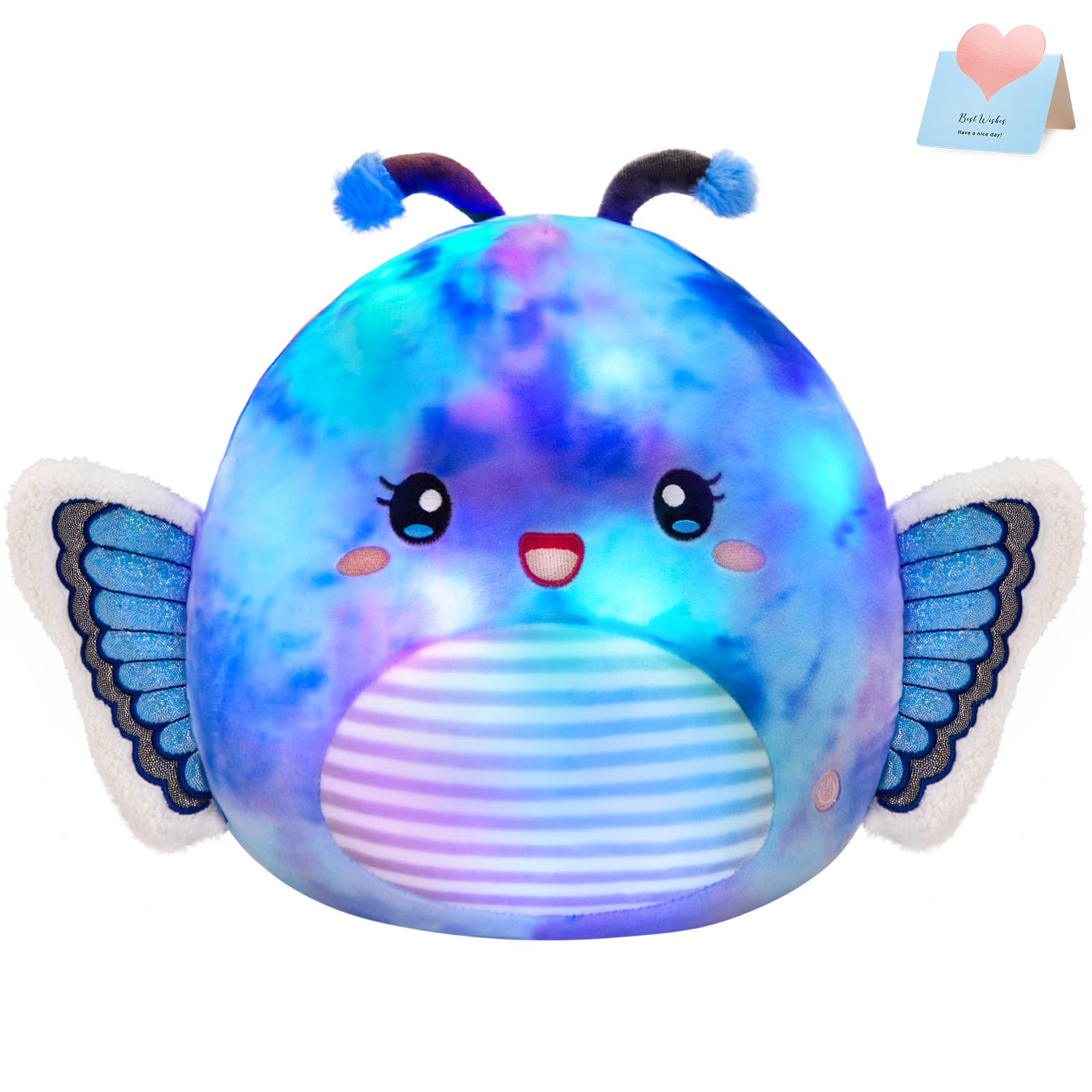 Amazon.com: Houwsbaby 12” Blue Light Up Butterfly Plush Pillow with LED ...