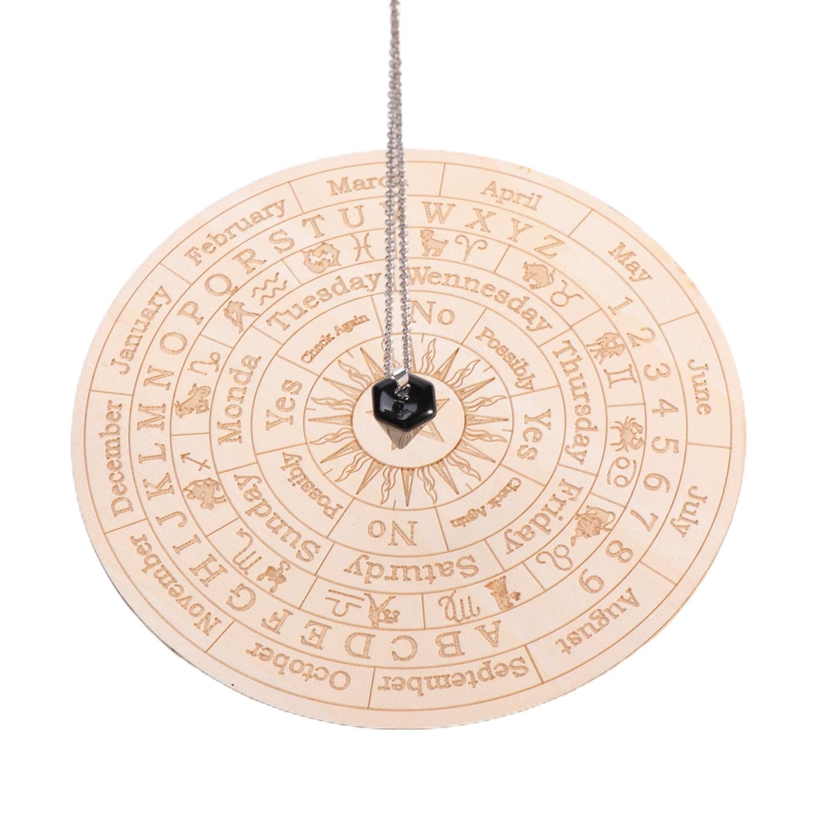 Laluky Pendulum Board with Crystal Necklace, Wooden Divination Board ...