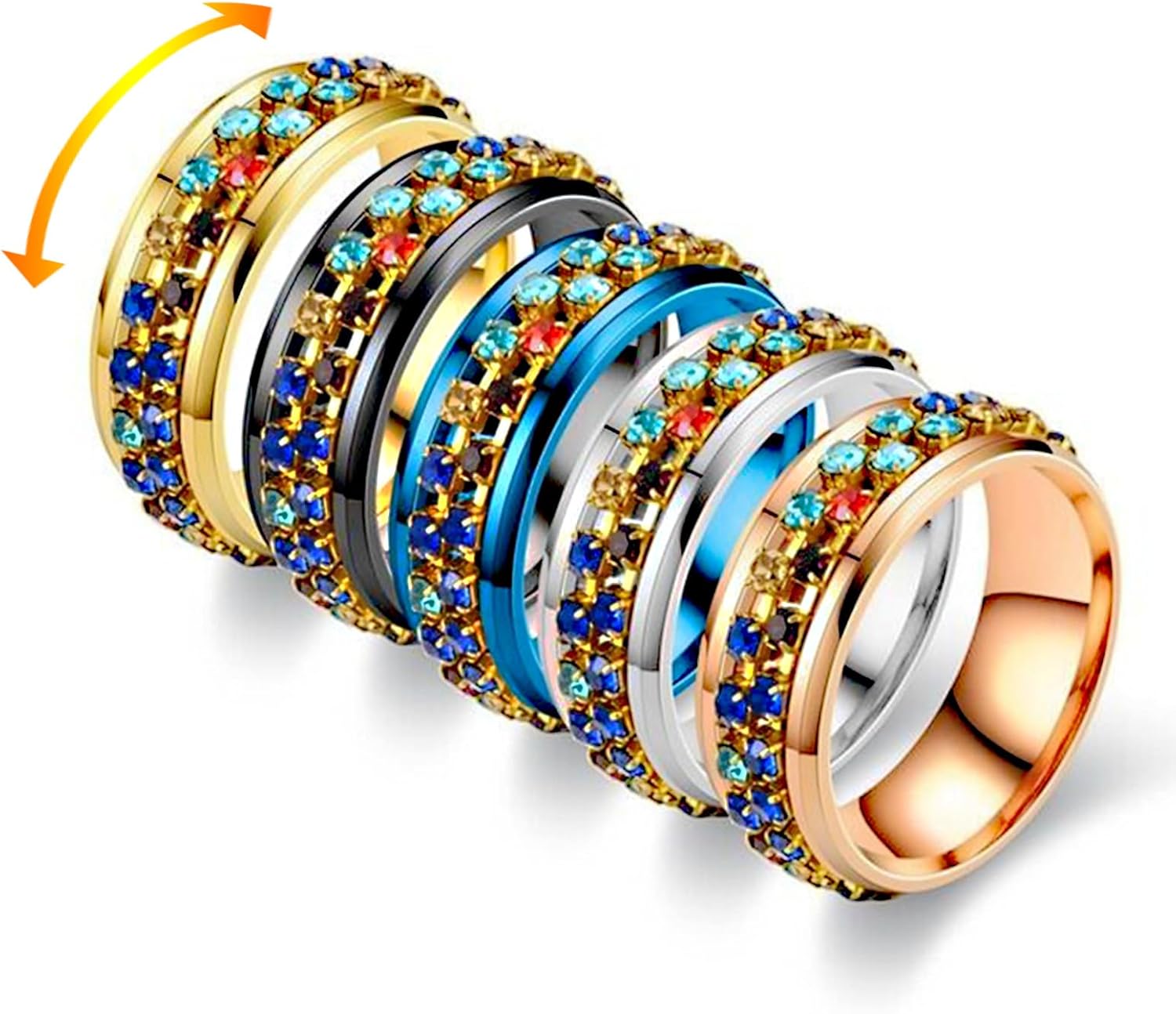 Amazon.com: Anxiety Fidget Ring for Women,5pcs Stainless Steel Fidget ...