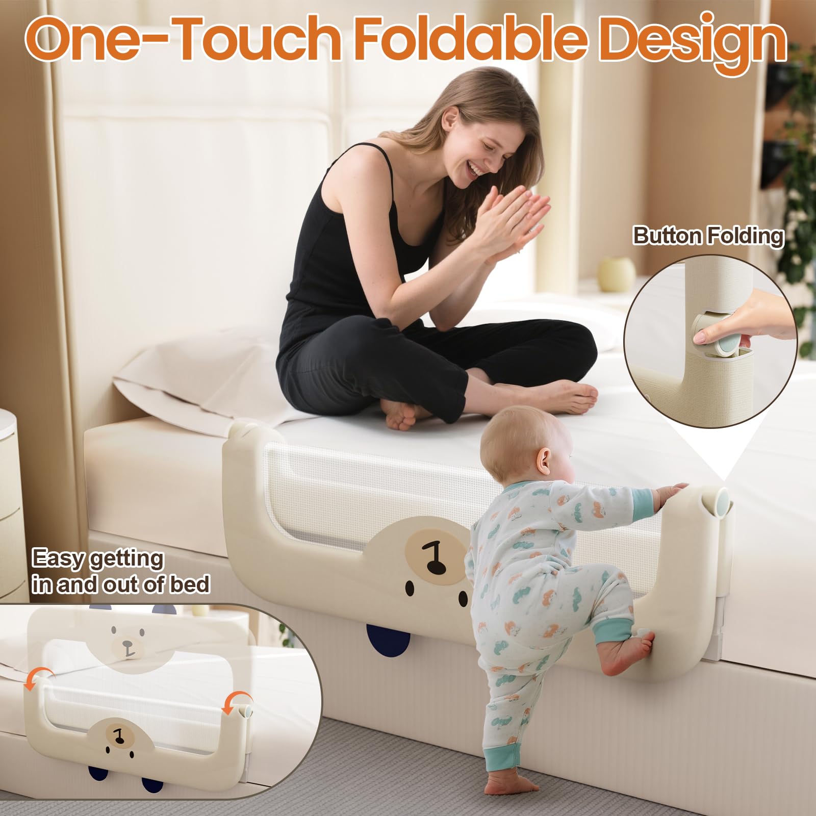 Snapklik.com : Omzer Bed Guard Rail For Toddlers - 47 Swing Down ...