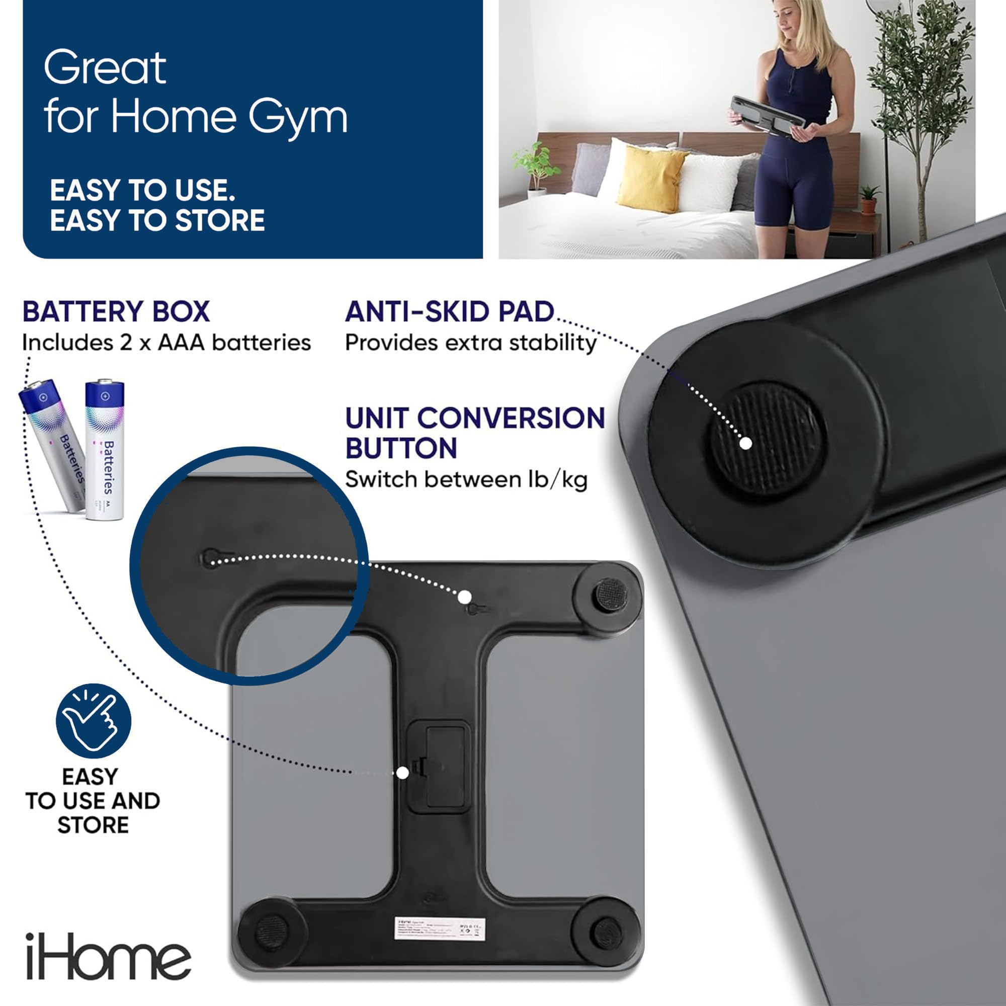 Snapklik.com : iHome Digital Scale, Bathroom Scale, Batteries Included ...