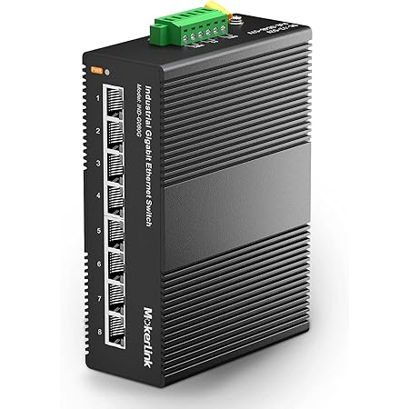MokerLink 8 Port Gigabit Industrial DIN-Rail Ethernet Switch Hutschiene ...