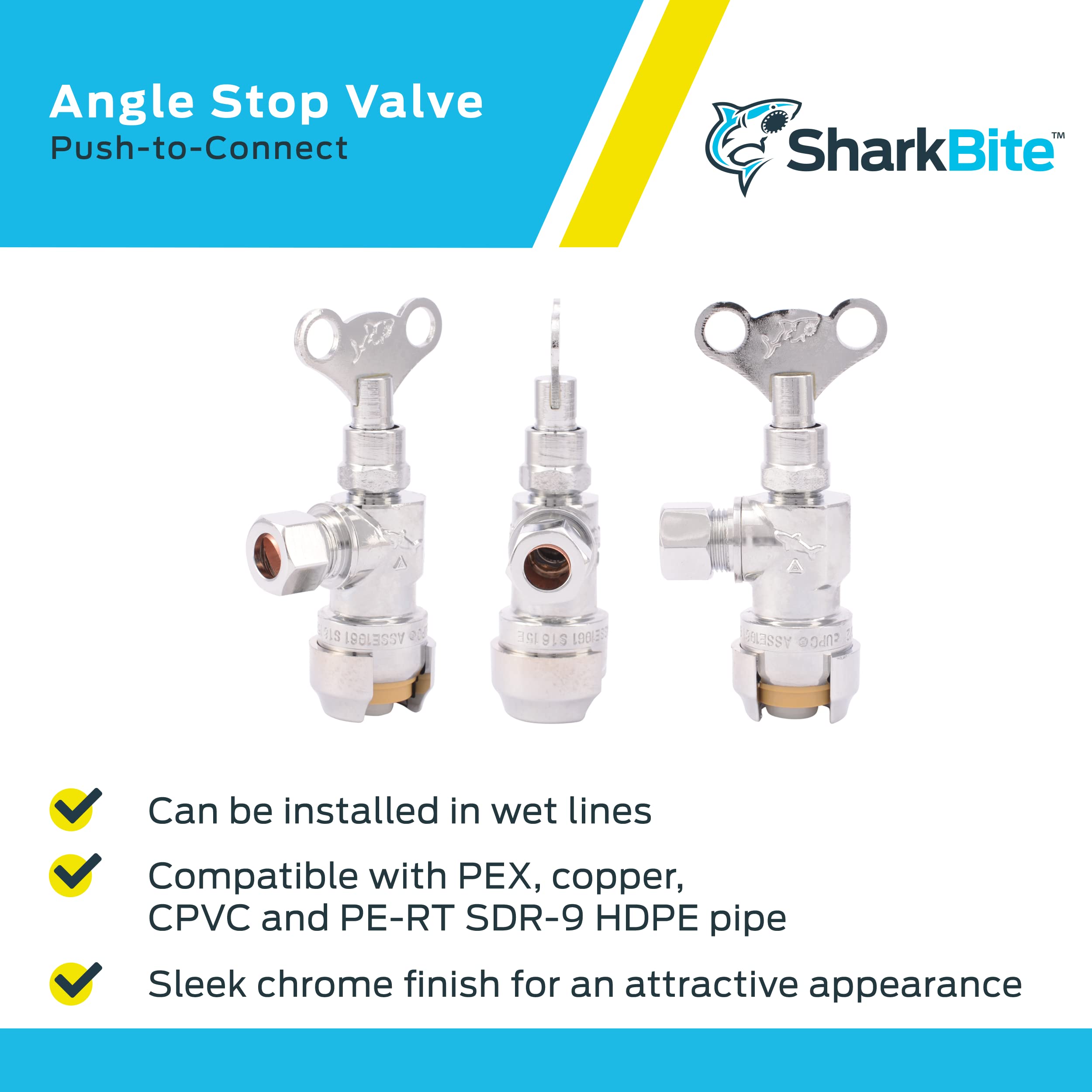 Snapklik.com : 1/2 X 3/8 Inch Compression Angle Stop Valve, Loose Key ...