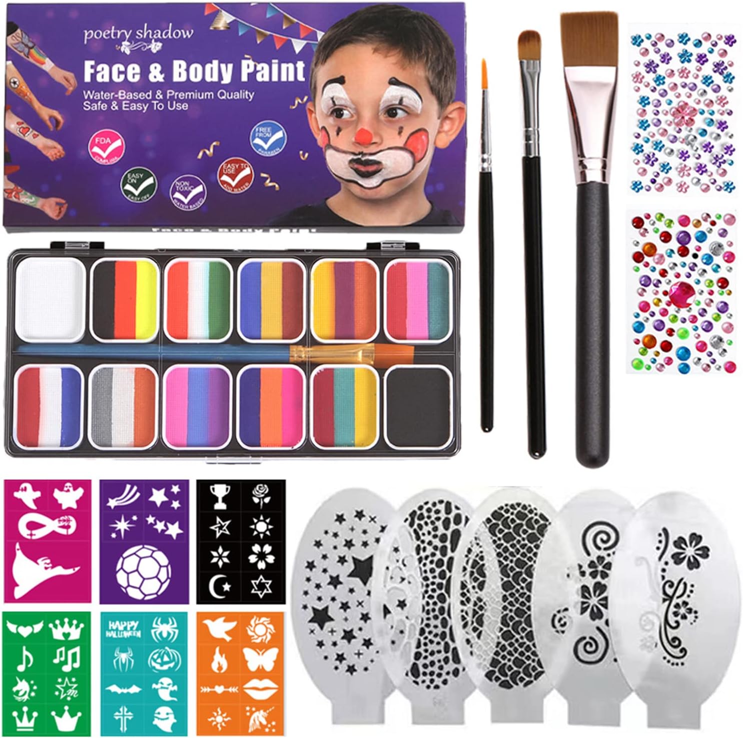 DOTOTO 12 Face Painting Kit for Kids,Face & Body Paint for Adults Face ...