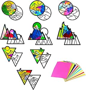 ORIGACH 18 Pcs Suncatcher Kit for Kids Mountain Veins Coloured Glass ...