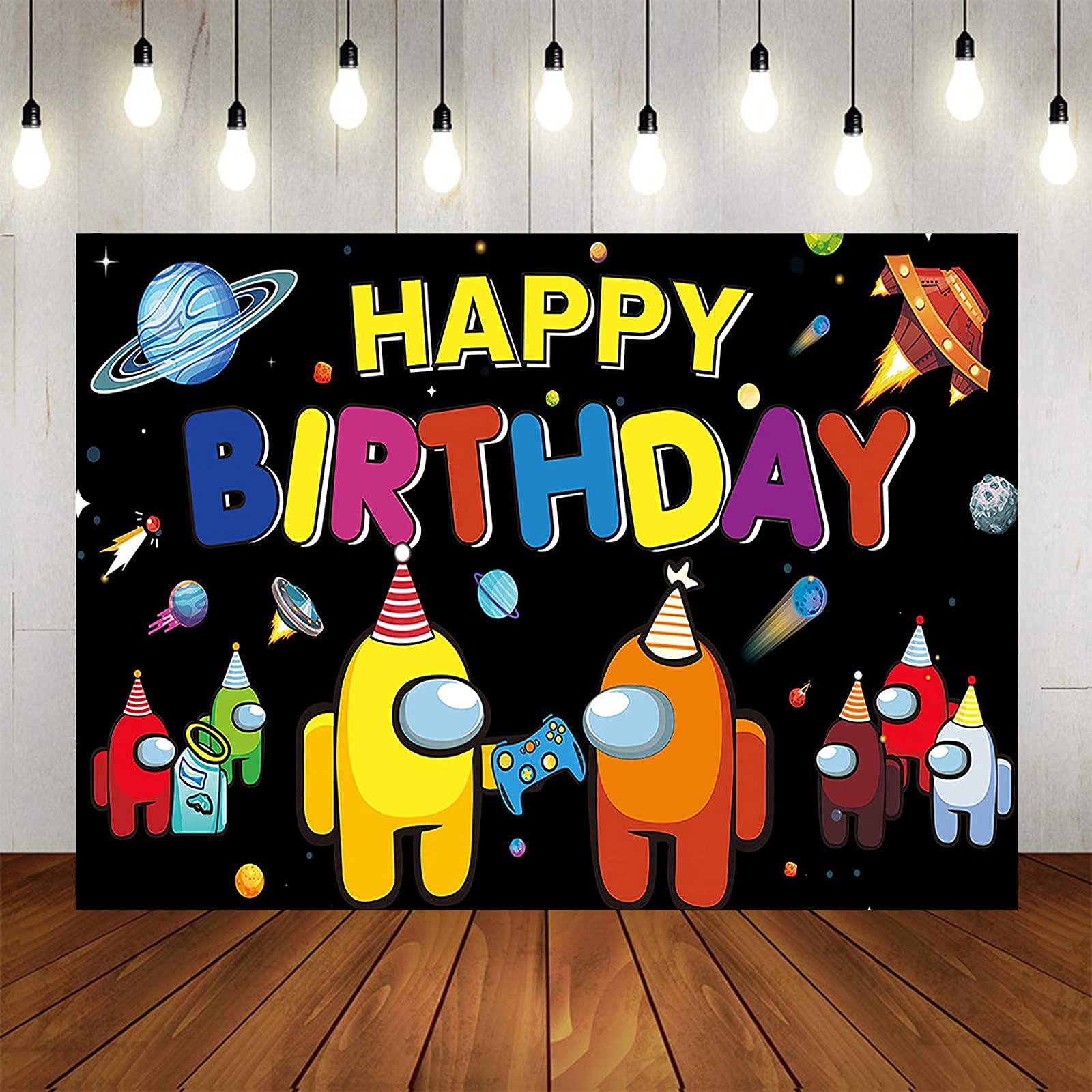 Buy Among Us Birthday Decoration,Happy Birthday Photography Background ...