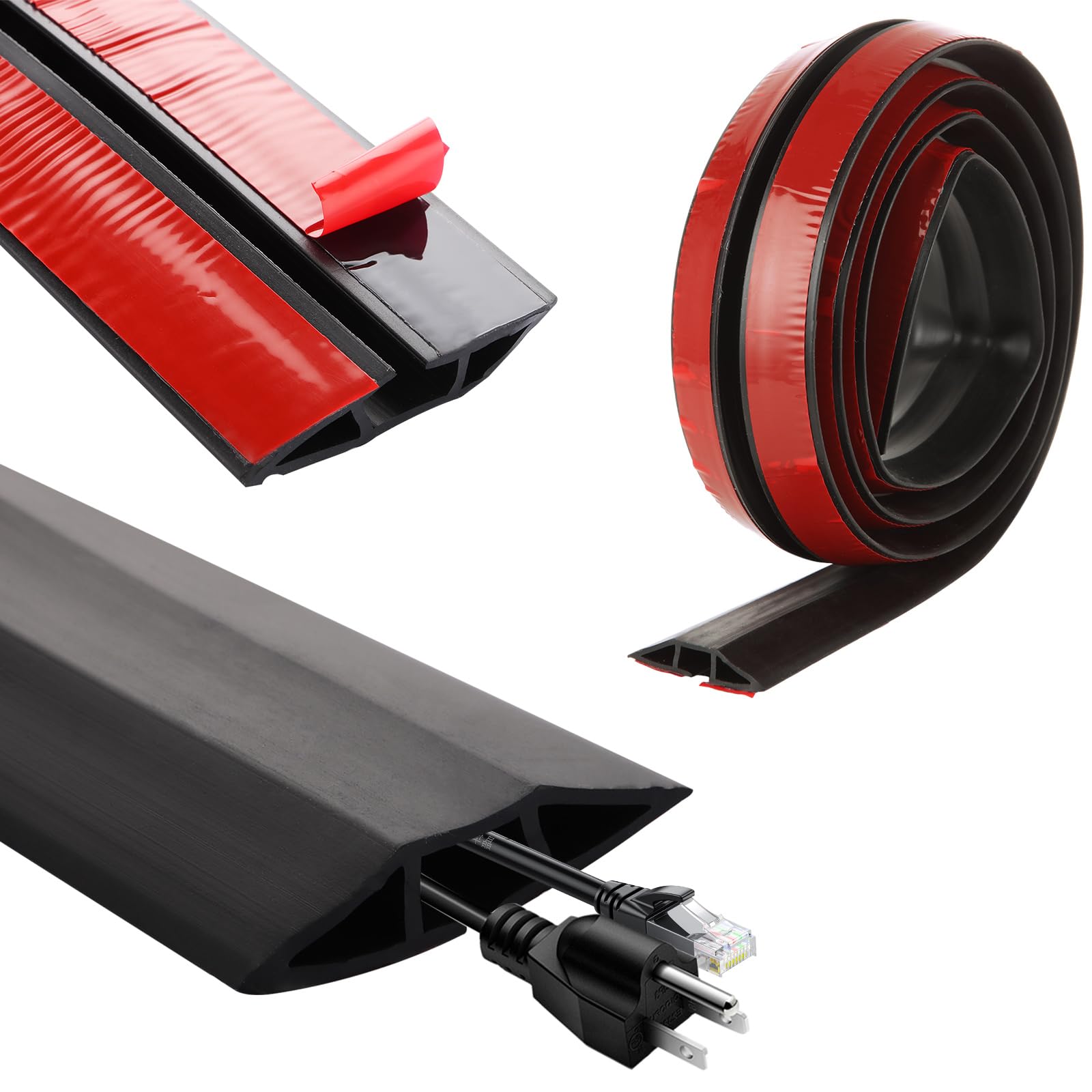 YOUNTHYE Floor Cable Cover, 2m Self Adhesive Floor Cable Protector ...