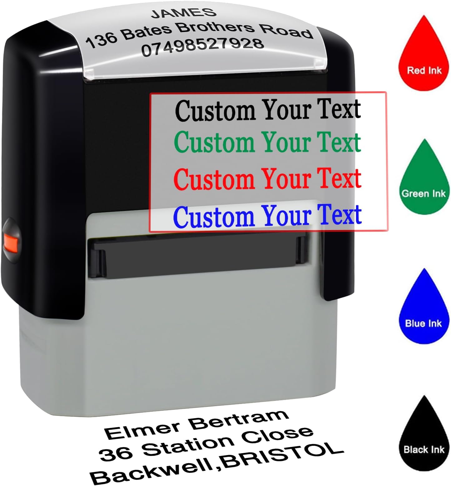 Amazon.com : Custom Self-Inking Stamp Up to 3 Lines Personalized Text ...