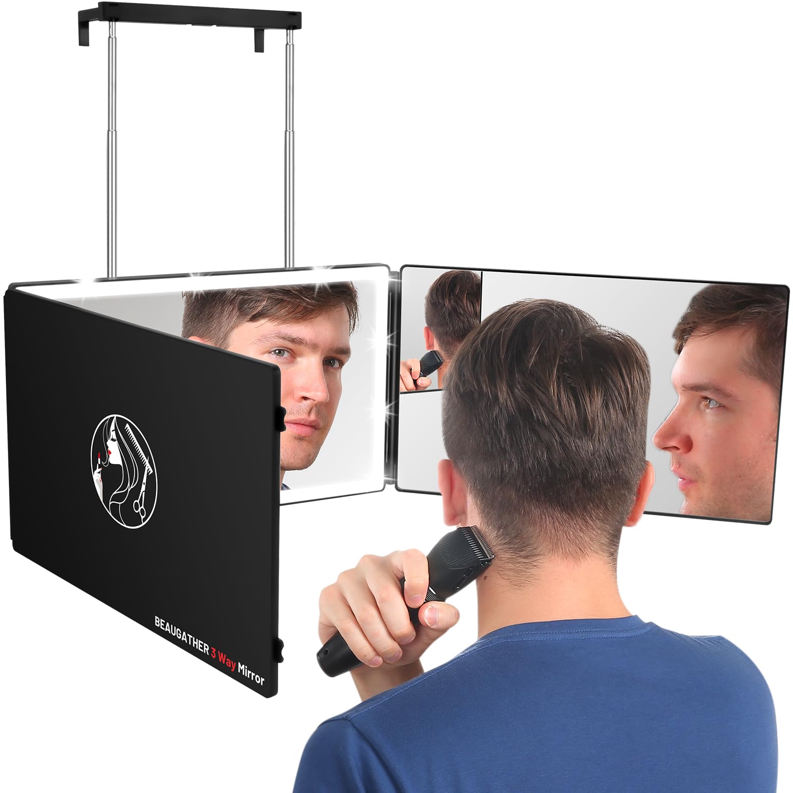 Amazon.com - BEAUGATHER 3 Way Mirror with Tri-color Light, Men's Self ...