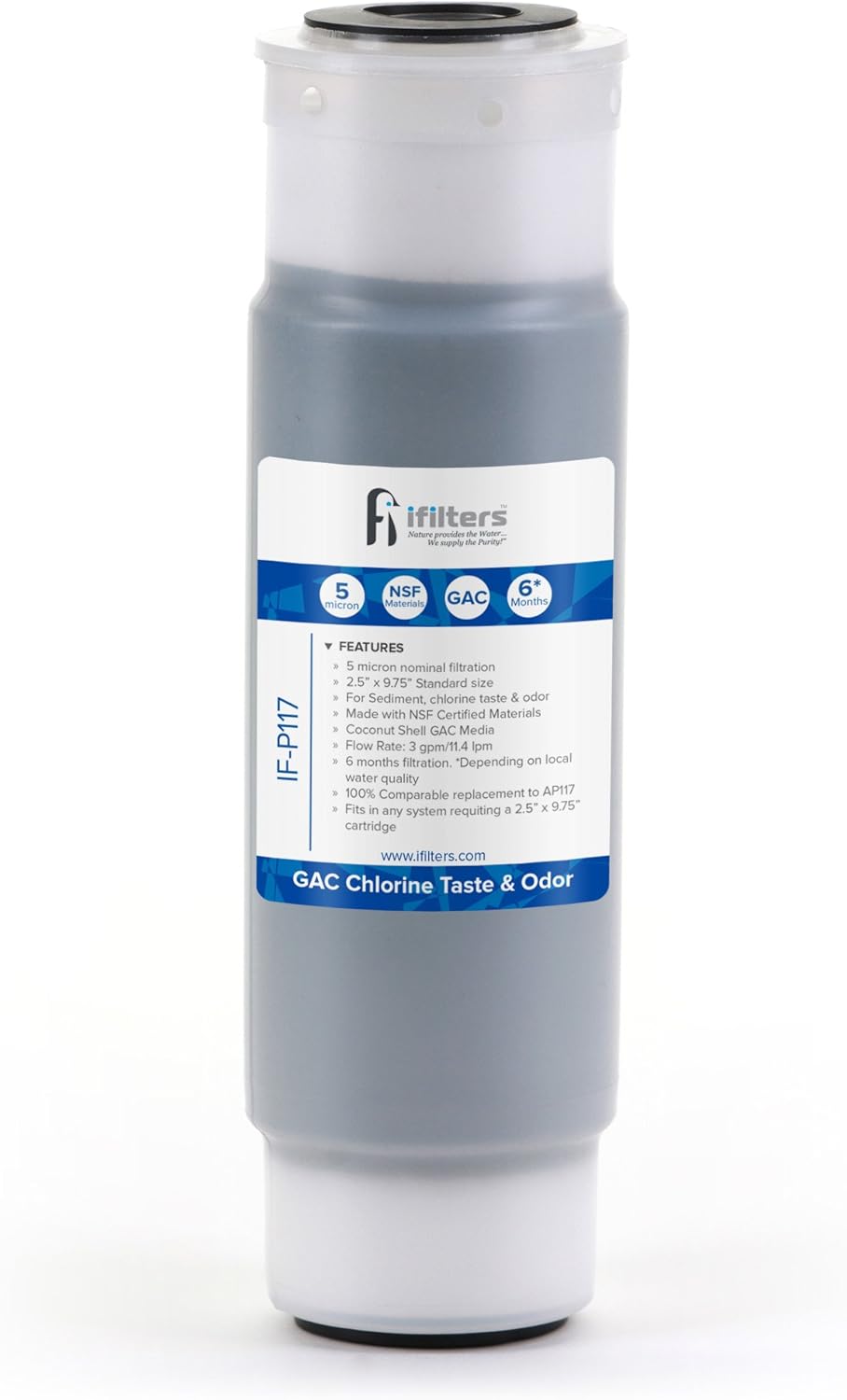 Amazon.com: iFilters IF-P117 GAC Water Filter Whole House - 2.5" x 10" - Interchangeable with ...