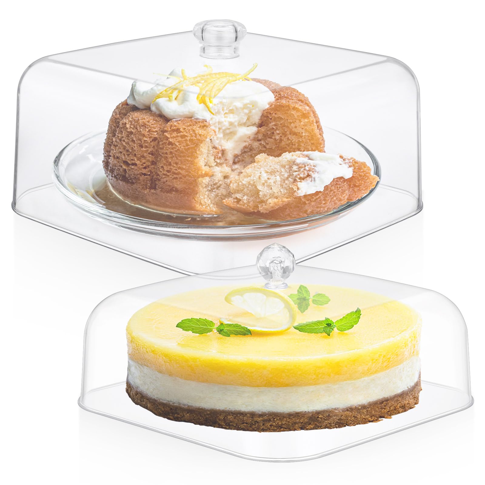 Amazon.com: Menkxi 2 Pcs Clear Cake Cover Lid 8" and 10" Rectangular ...