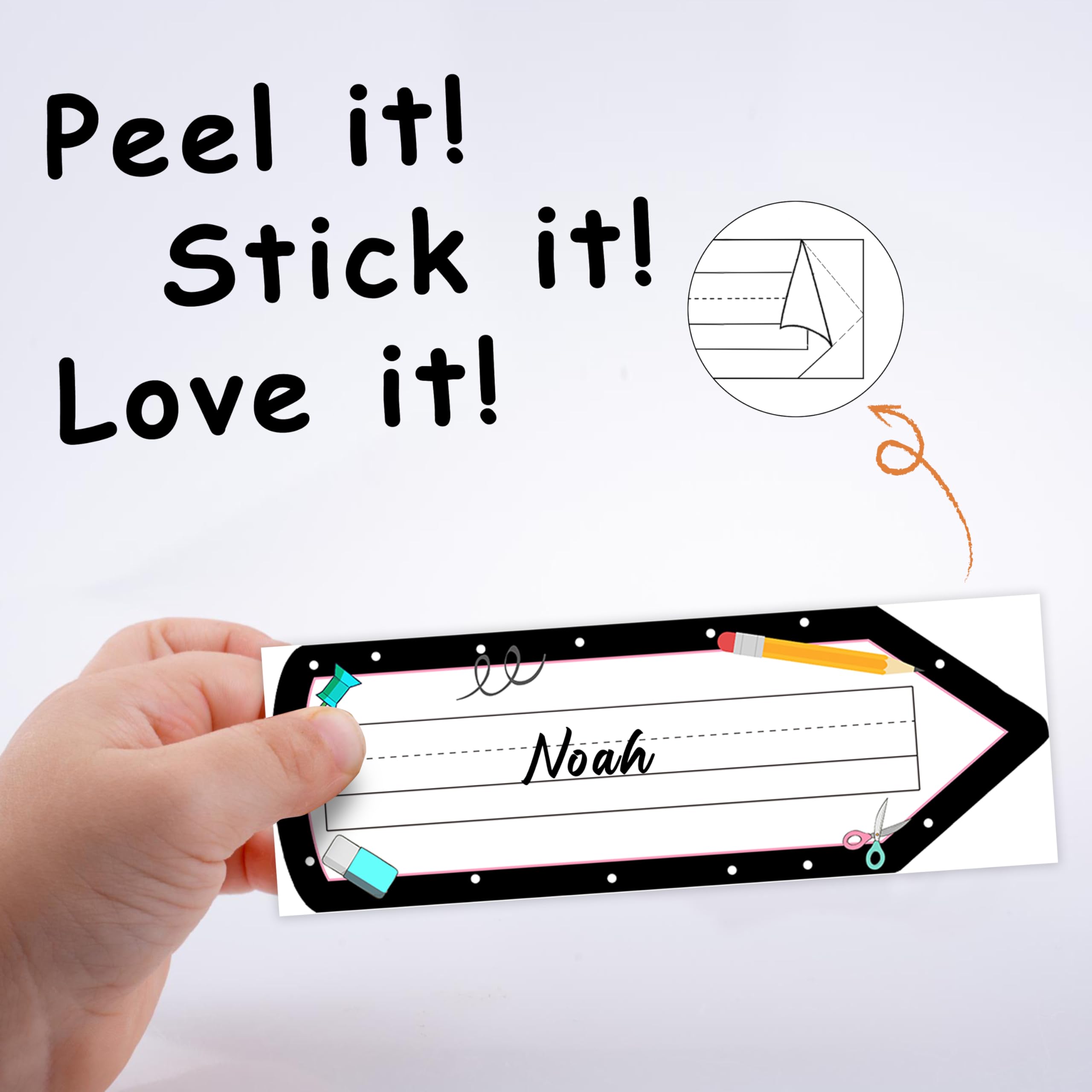 Snapklik.com : Colorful Pencil Name Tags, Back To School Stickers For ...