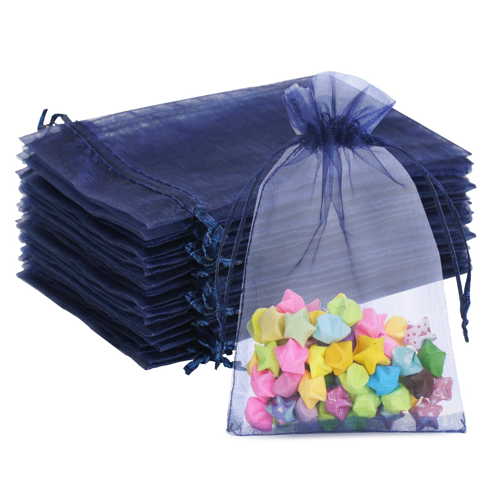 G2PLUS Navy Blue Organza Gift Pouches - 10x15 CM Medium Organza Favor ...