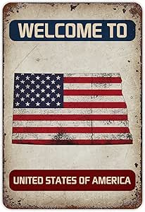 Amazon.com: USA American Flag Metal Tin Sign Welcome To United States ...