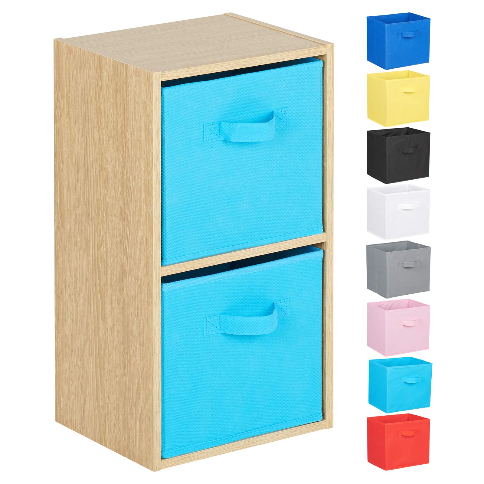 Hartleys 2 Tier Oak Cube Unit - Light Blue Storage Boxes : Amazon.co.uk ...