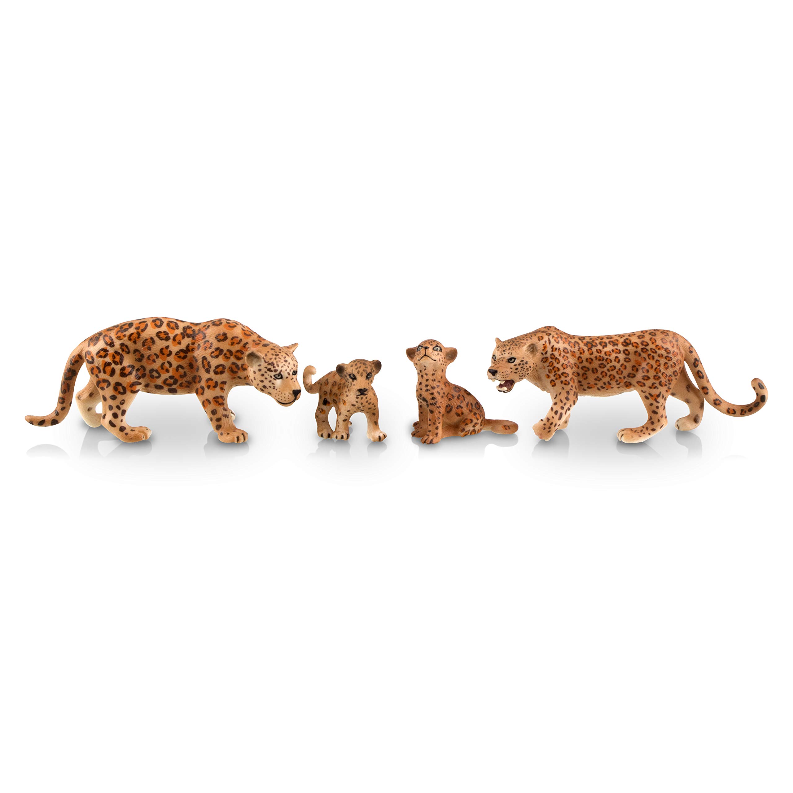 TOYMANY 4PCS Realistic Leopards Figurines with Leopard Cub, 2-5 ...