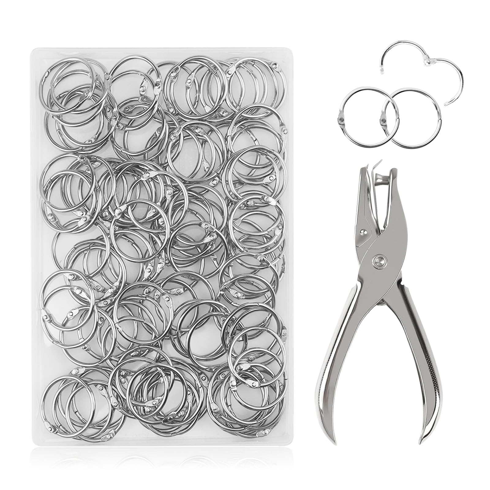 Amazon.com : ESUOHYM 100 PCS Nickel Plated Binder Rings 1 Inch and 1 ...