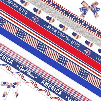 Amazon.com: Threetols 12 Rolls Patriotic Labor Day Ribbons, 3/8 ...