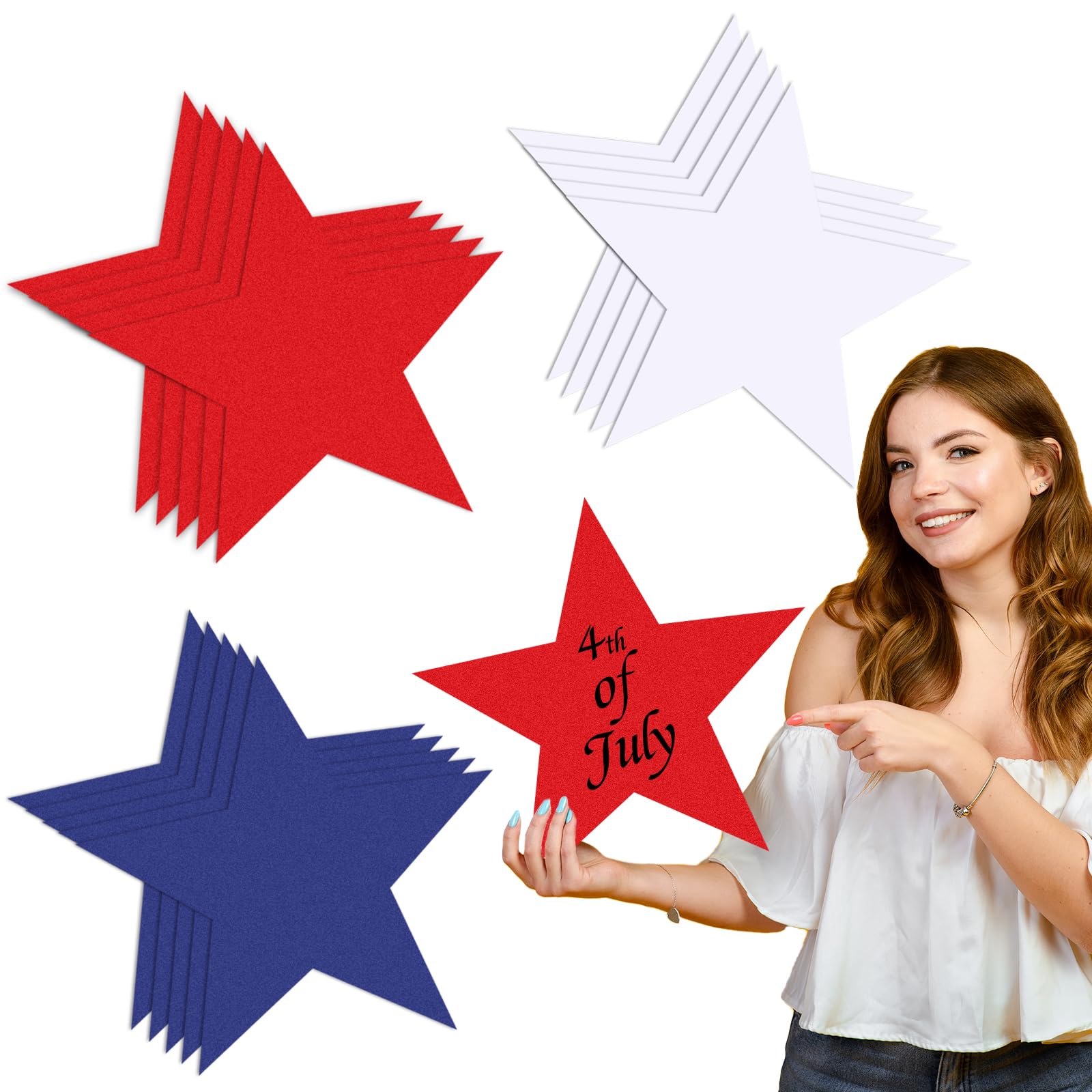 Amazon.com: JarThenaAMCS 36Pcs Star Cutouts 4th of July Patriotic Red ...