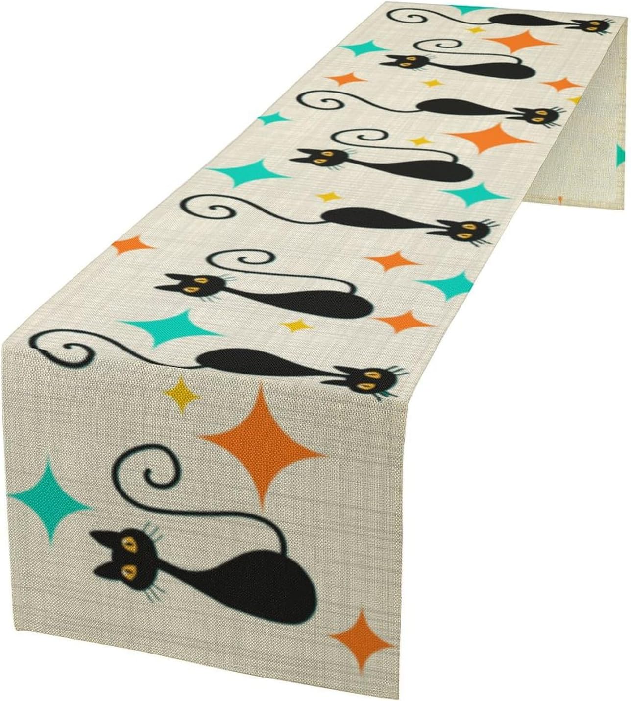 Amazon.com: Mid Century Cat Table Runner, Black Cat 1950s 1960s Modern ...