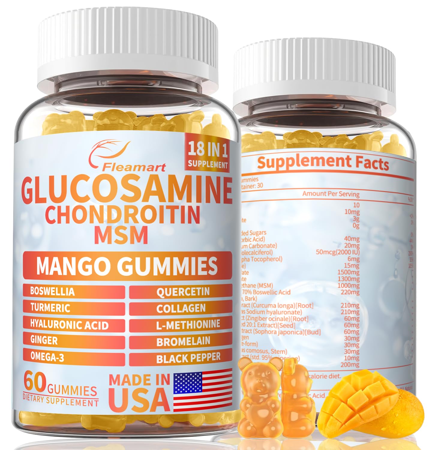 Amazon.com: Glucosamine Chondroitin Gummies with MSM 60 CT Sugar Free ...