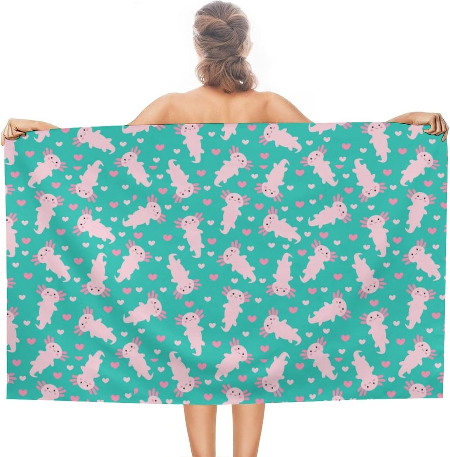 Amazon.com: Cartoon Axolotl Beach Towels for Women Men Girls, Oversized ...