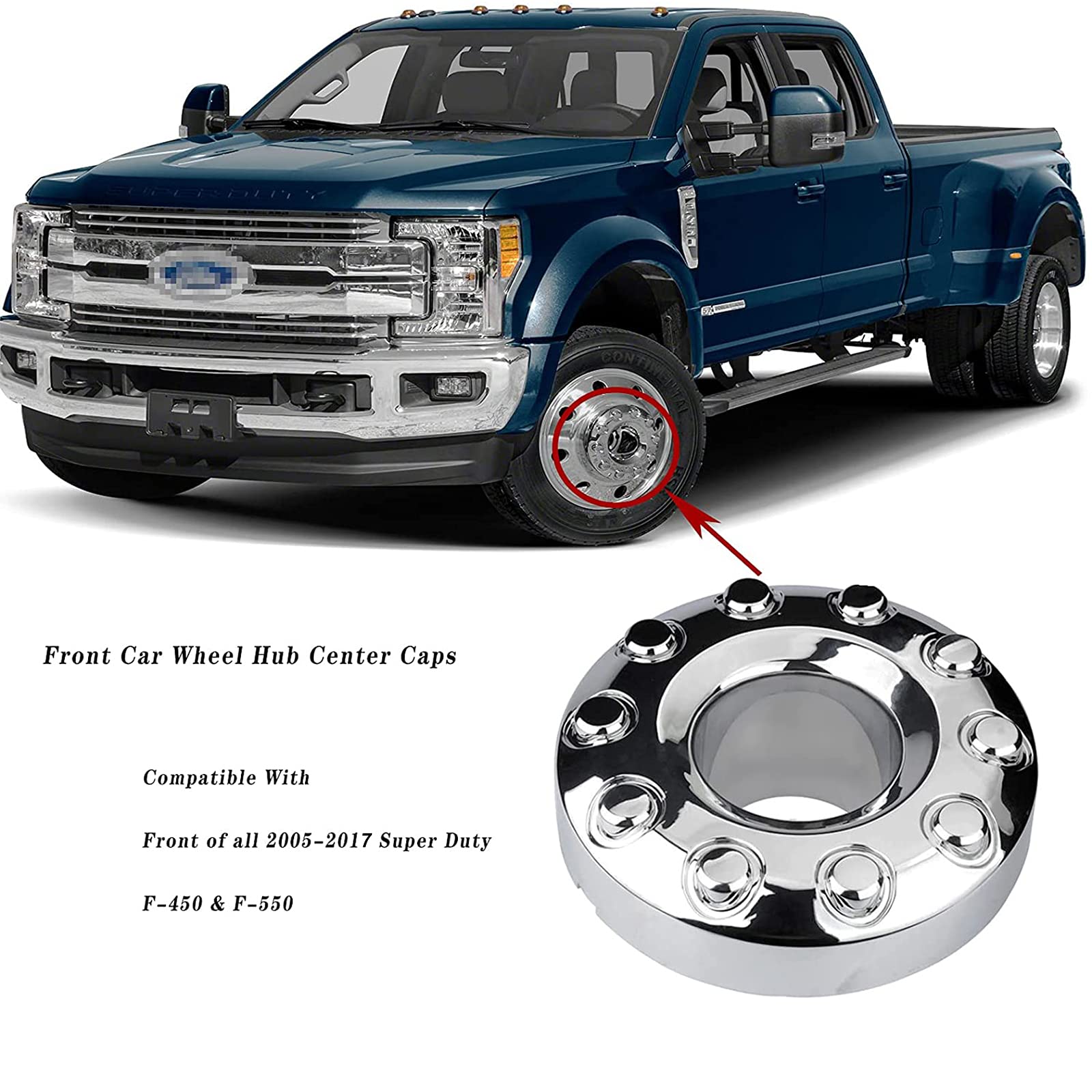 Snapklik.com : LEABON Front 10 Lug Chrome Wheel Center Hub Cap Compatible