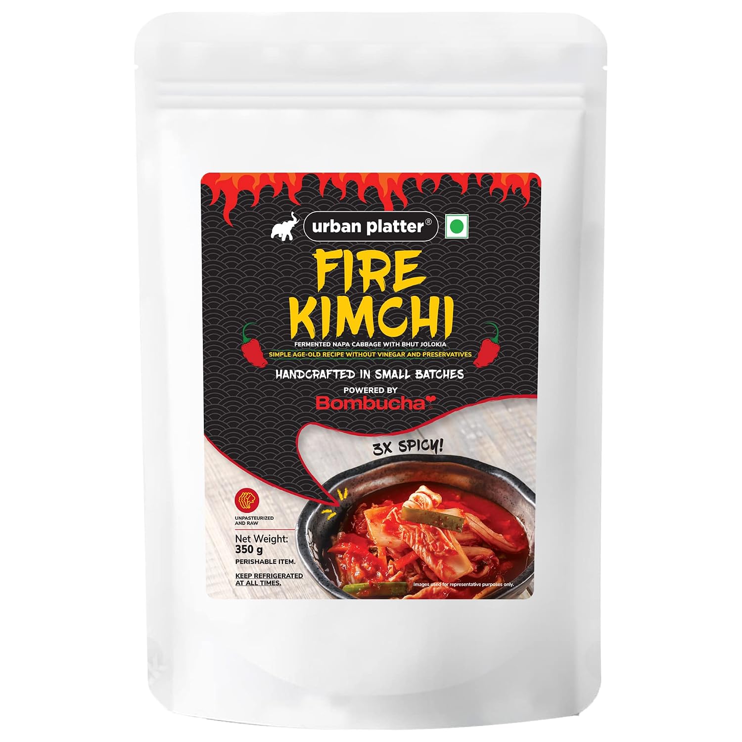 Urban Platter Fire Kimchi, 350g [Fermented Napa Cabbage Flavoured with ...