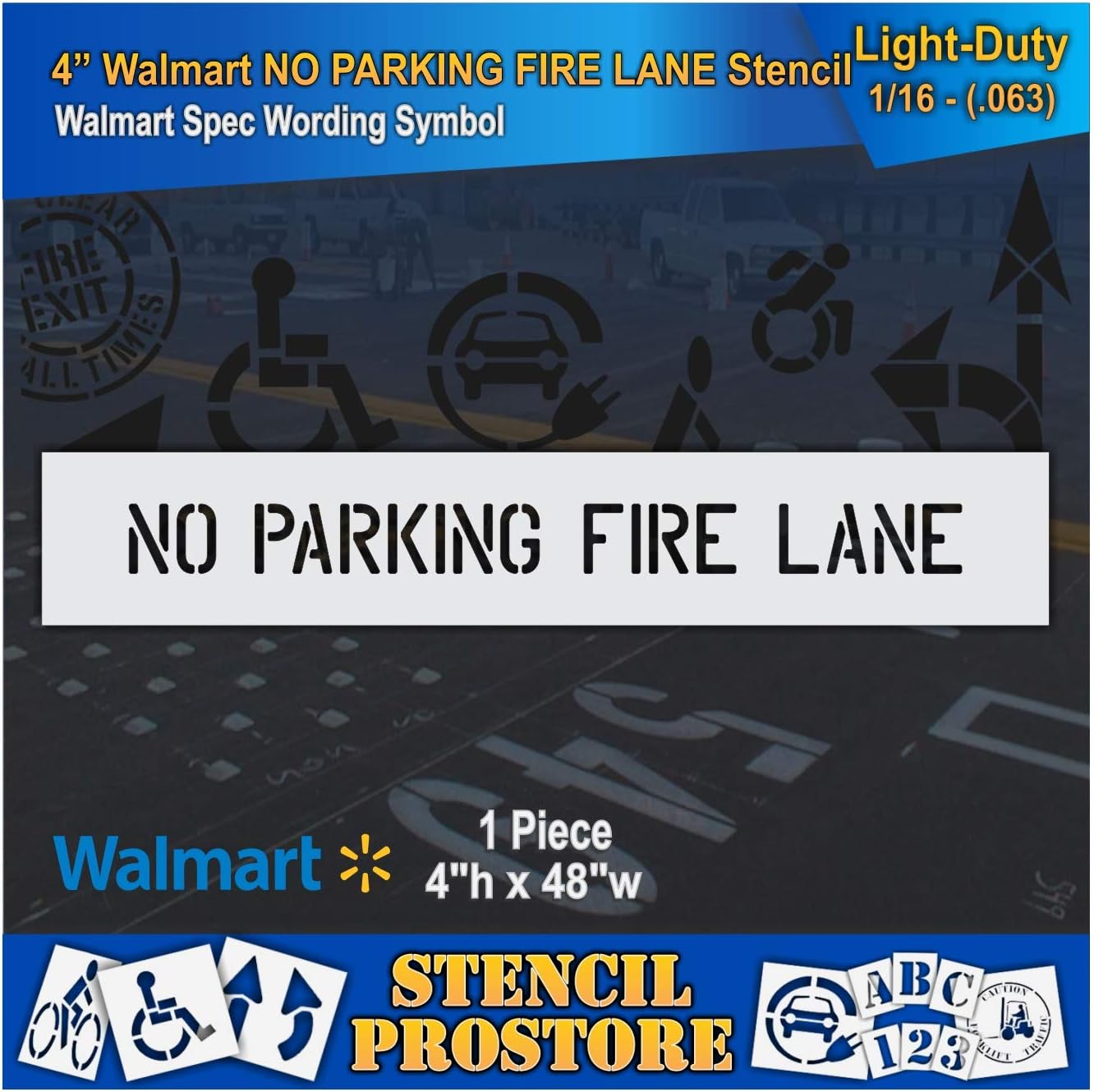 Amazon.com : 4" Loading Zone Stencil - 4 Inch Letters - Parking Lot Stencil - (1/16") ( .060 ...