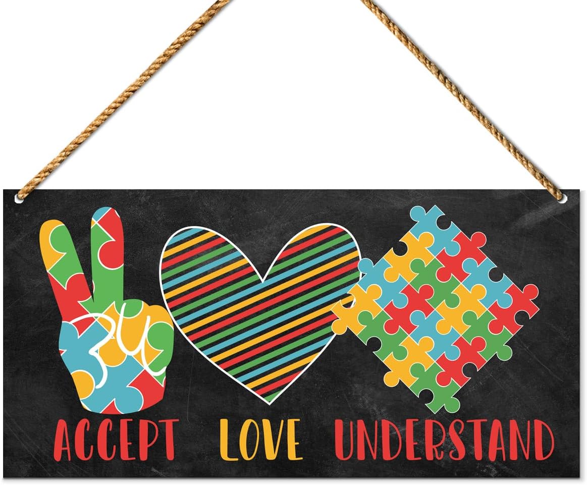 Amazon.com: Autism Awareness Wood Sign Decor, Autism Awareness Sign ...