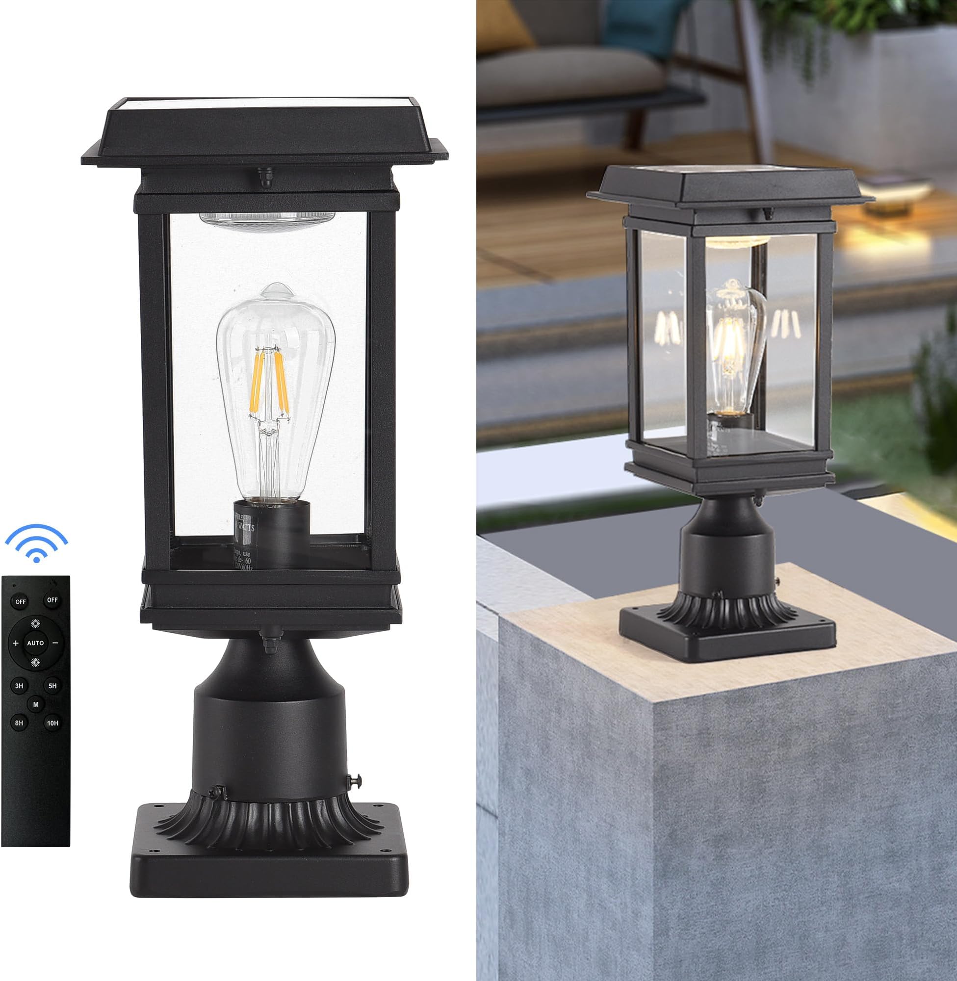 Gama Sonic Amphora Bulb Solar Post Light – Modern Design 12" Height ...