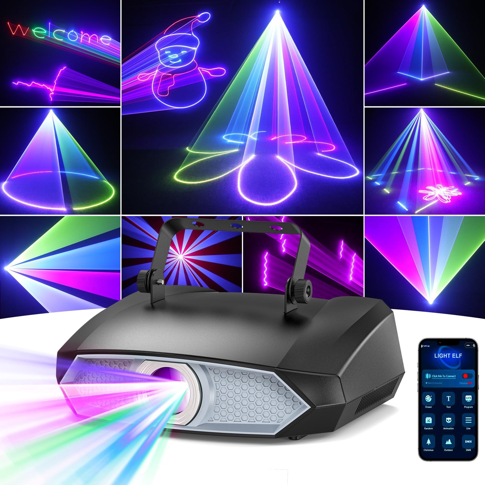 Erreyht Disco Light Party Light, DIY 3D Animation Light with Bluetooth ...