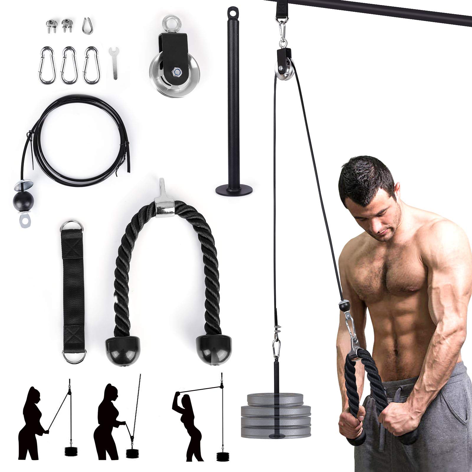 Buy EYCI Fitness LAT and Lift Pulley System, Adjustable Pulley Cable ...