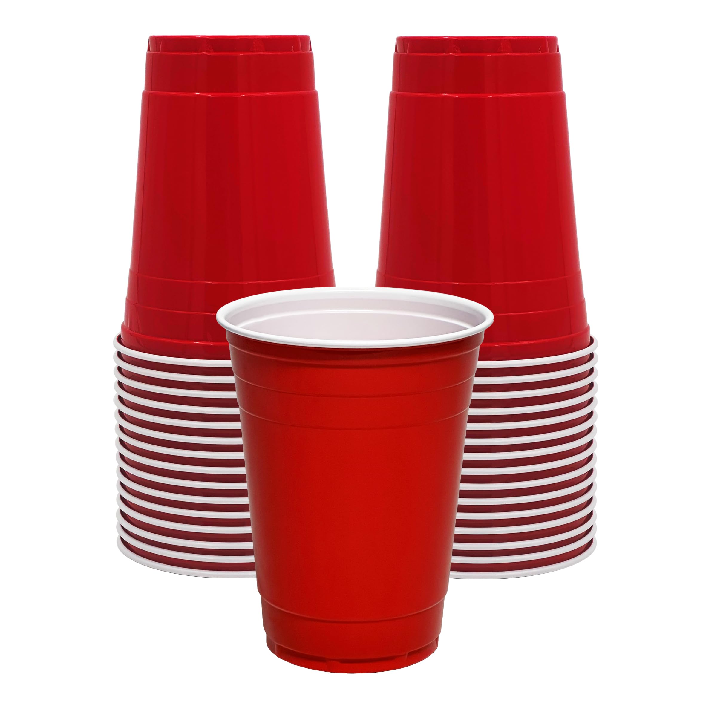 Amazon.com: PAMI Red Plastic Party Cups - 16oz Disposable Drinking ...