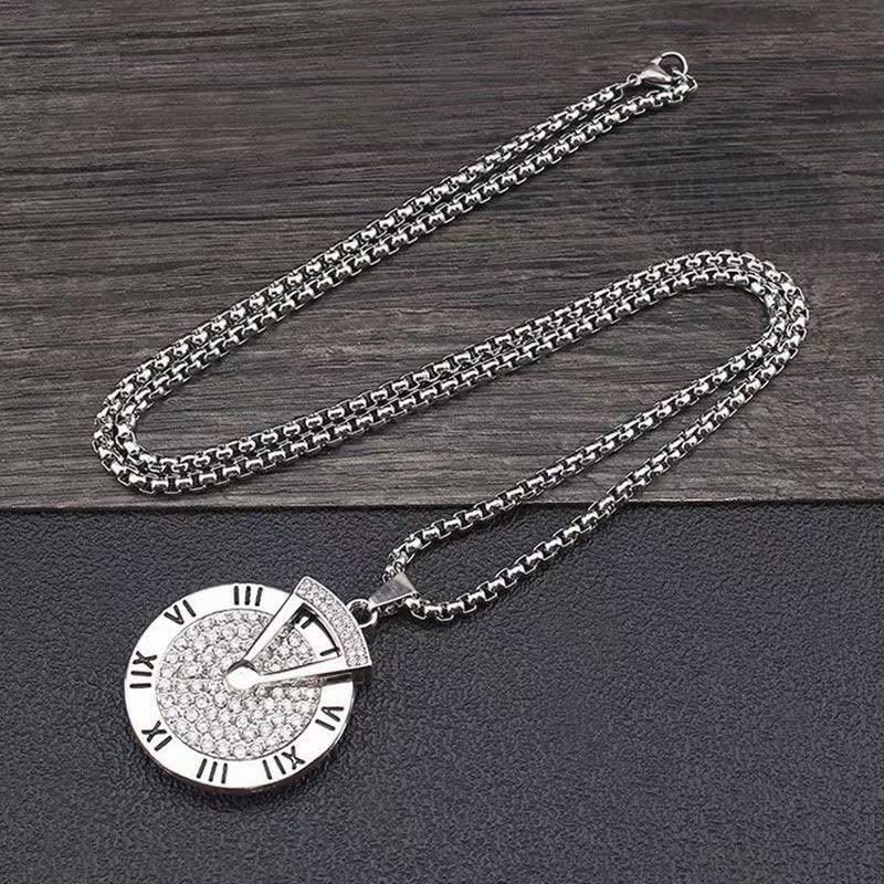 Buy LA BELLEZA Unisex Stainless Steel Rhinestone Round Dial Pocket ...