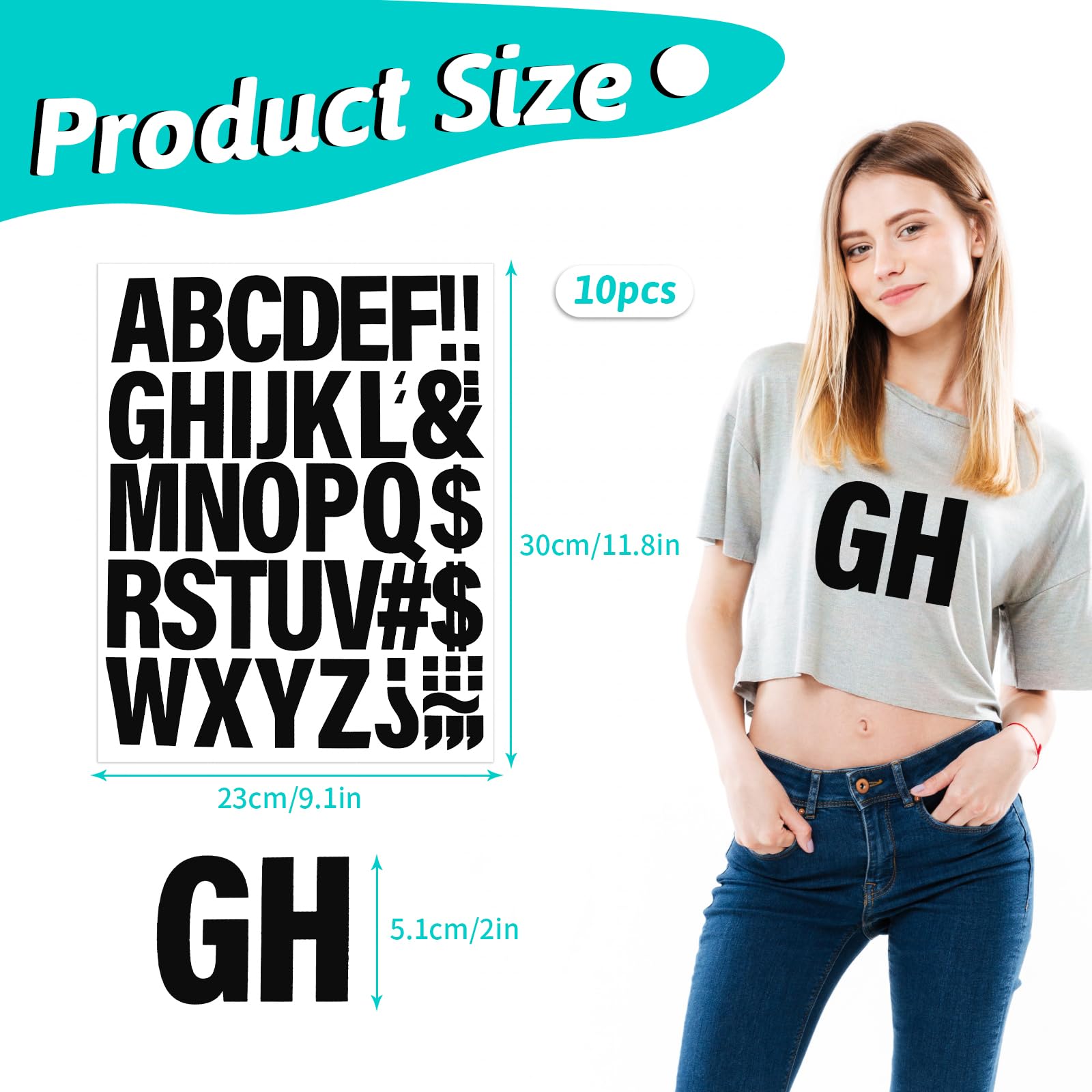 Snapklik.com : Iron On Letters Heat Transfer Letters 10 Sheets 2 Inch ...