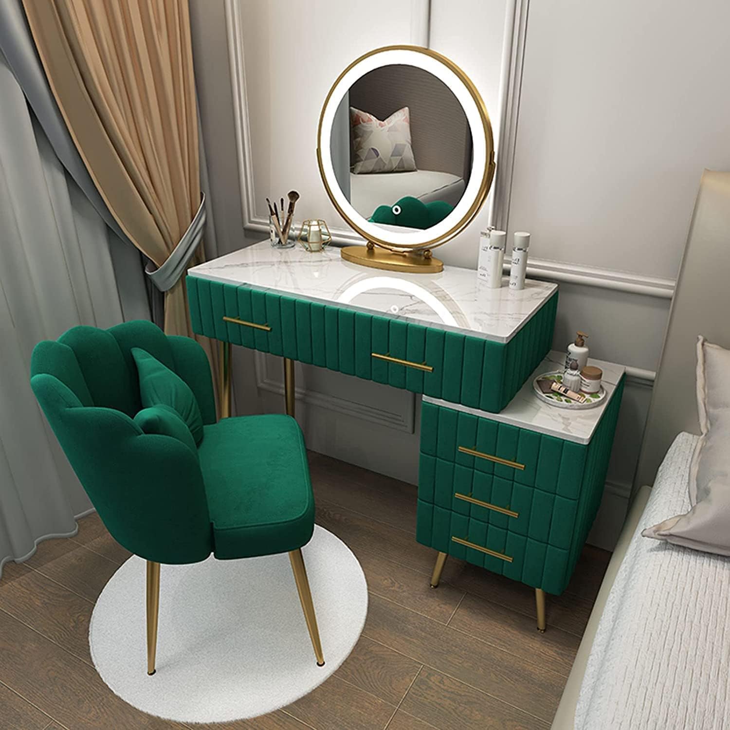 Amazon.co.jp: vanity set with mirror, 3 color dimmable LED illuminated ...