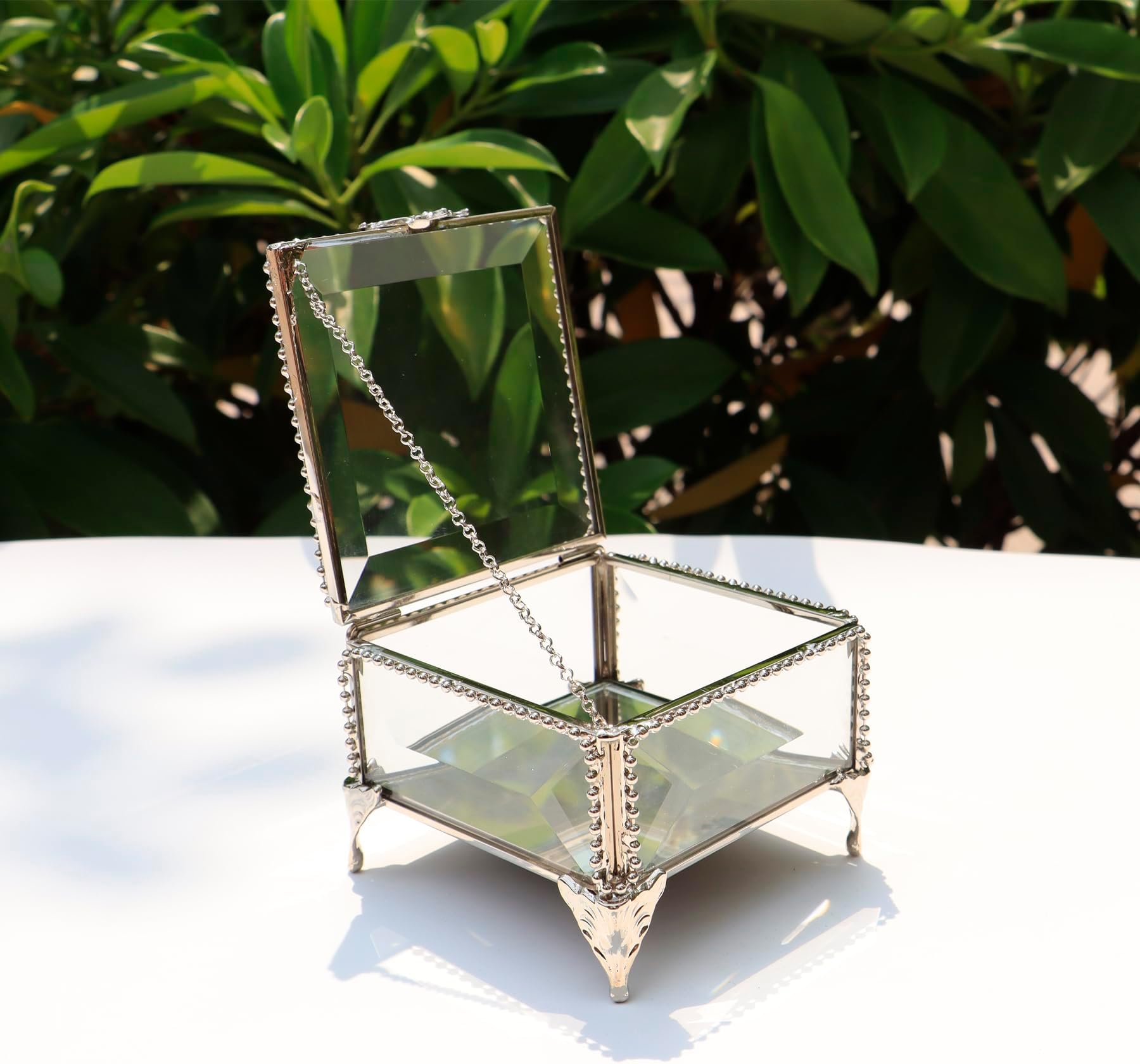 Amazon.com: Utopz Retro Clear Glass Box Keepsake Jewelry Trinket Boxes ...