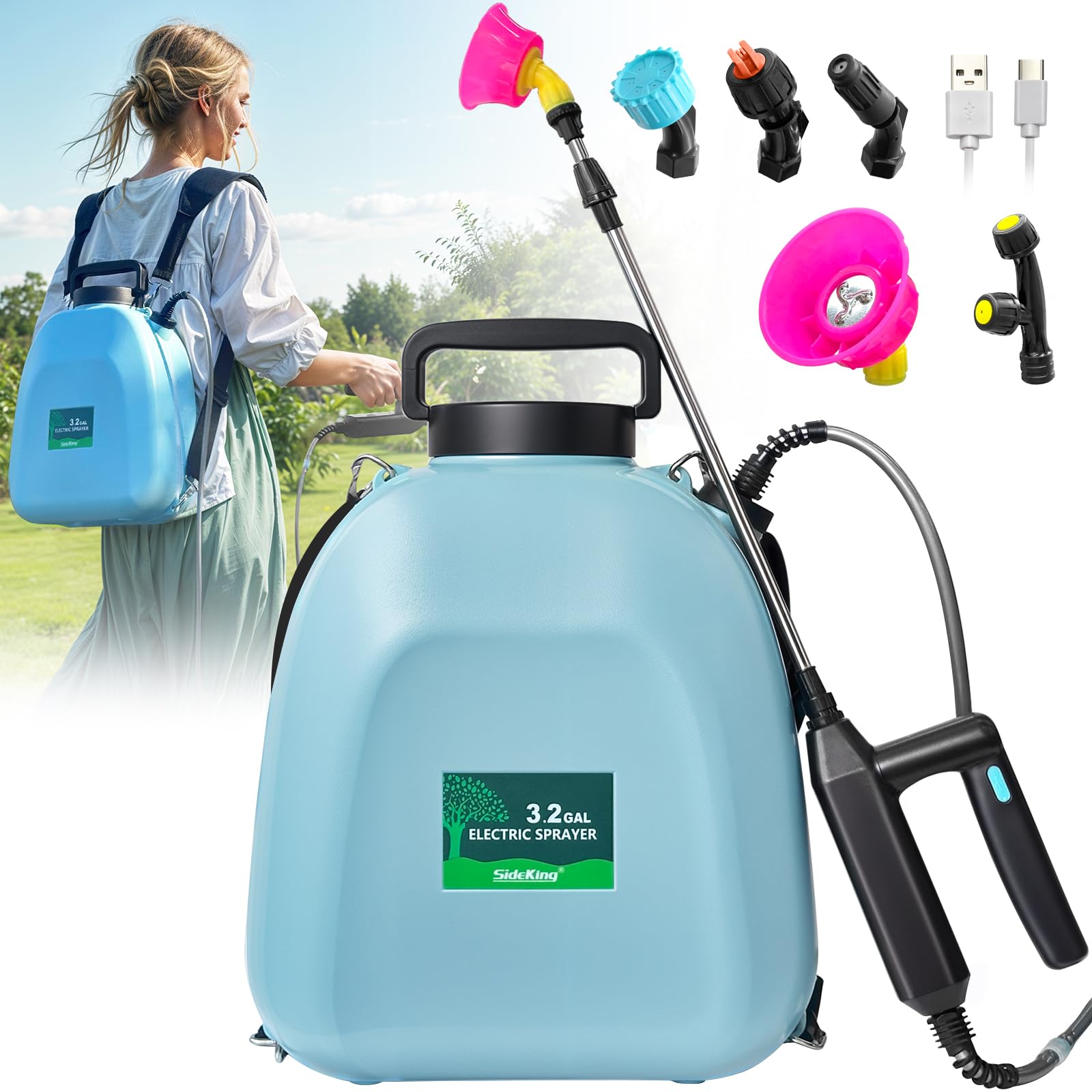 Snapklik.com : SideKing Battery Powered Sprayer 3.2 Gallon, Battery ...