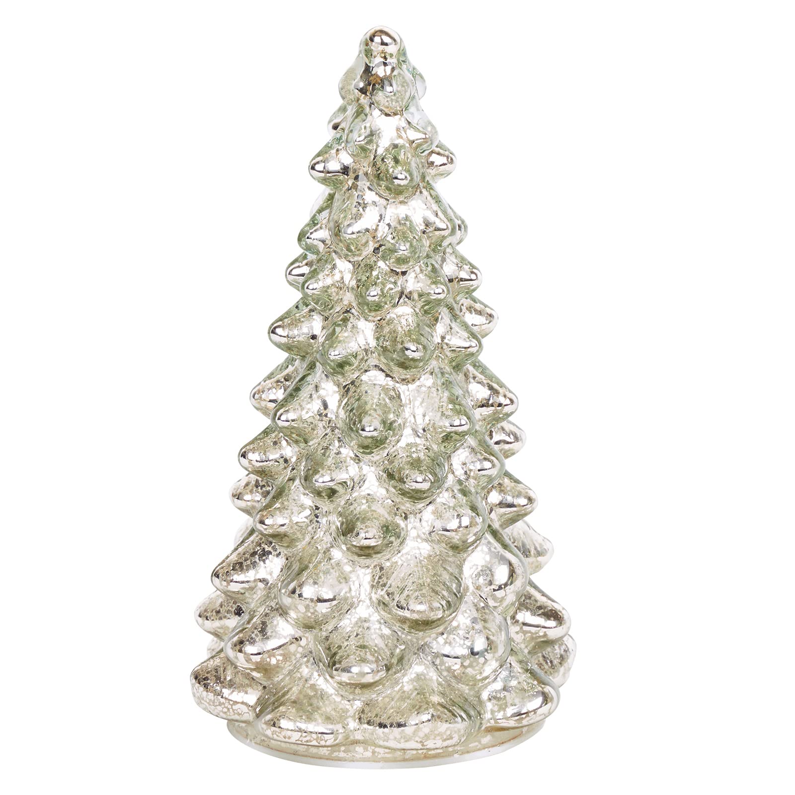 Keepax Lighted Glass Christmas Tree Figurine with Timer Mercury Glass ...