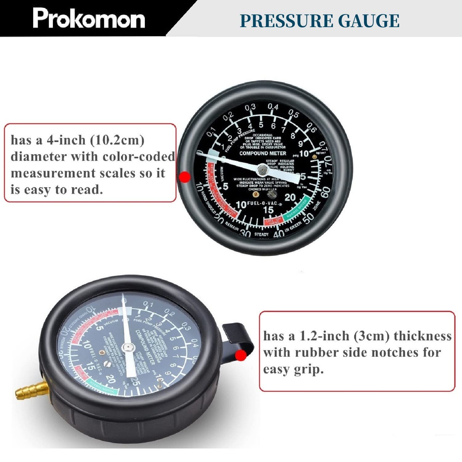 Snapklik.com : Prokomon Car Vacuum And Fuel Pump Tester Gauge Kit Fuel ...